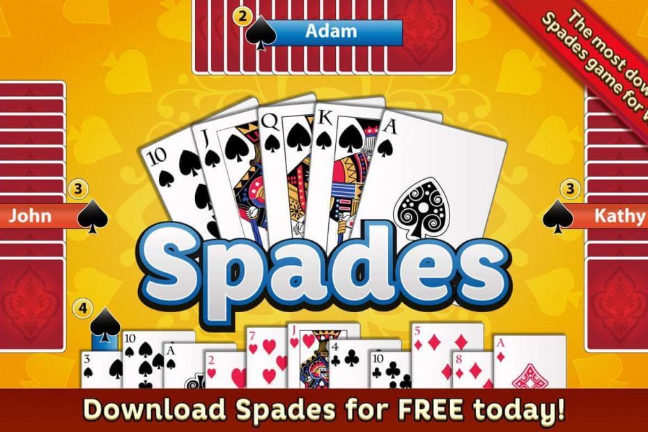 Play the game of Spades on Windows 10, 8 with this app