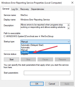 How to Disable the Windows Problem Reporting Service