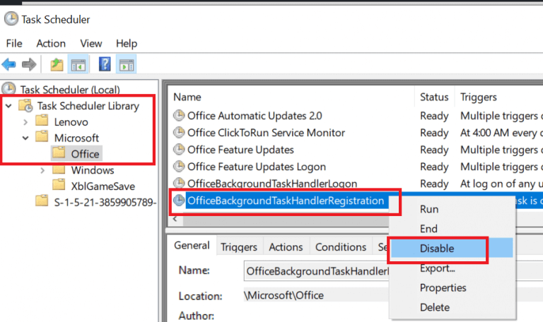 How to stop the Office Background Task Handler process for good
