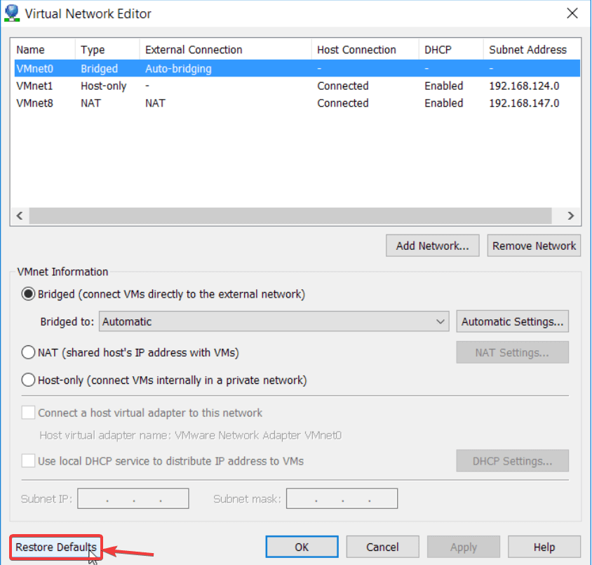 VMware is not able to connect to internet [FULL FIX]