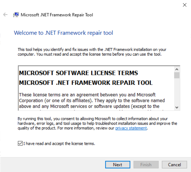 Download Microsoft .Net Framework Repair Tool