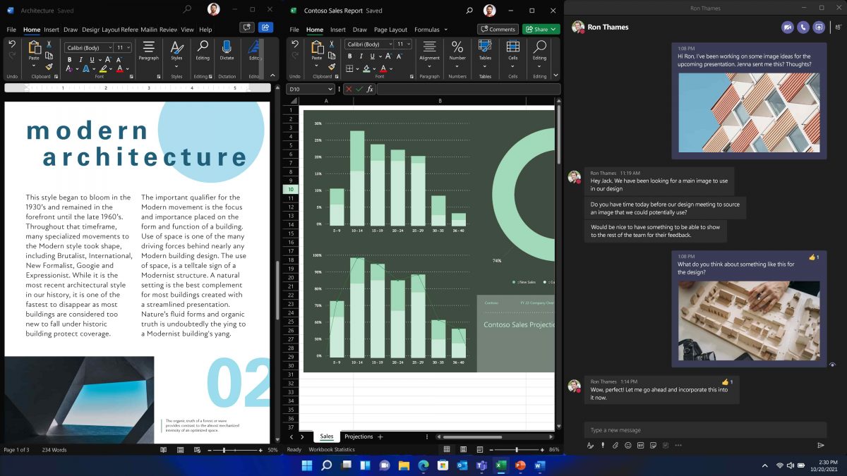 Microsoft Office Redesigned interface for Windows 11
