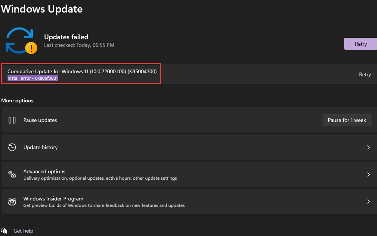 0x800f0831: How to Fix This Install/Update Error