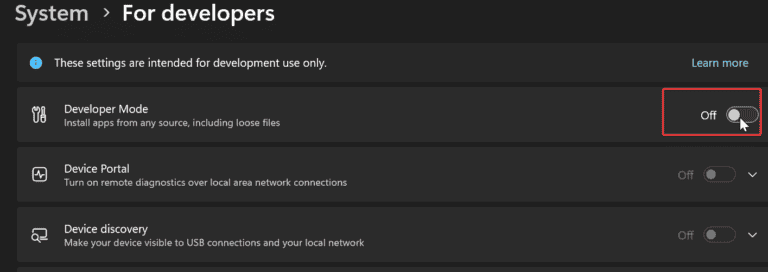 How to Enable and Disable the Windows 11 Developer Mode