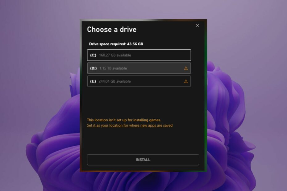 This Location Isn't Set up For Installing Games [Xbox App Fix]