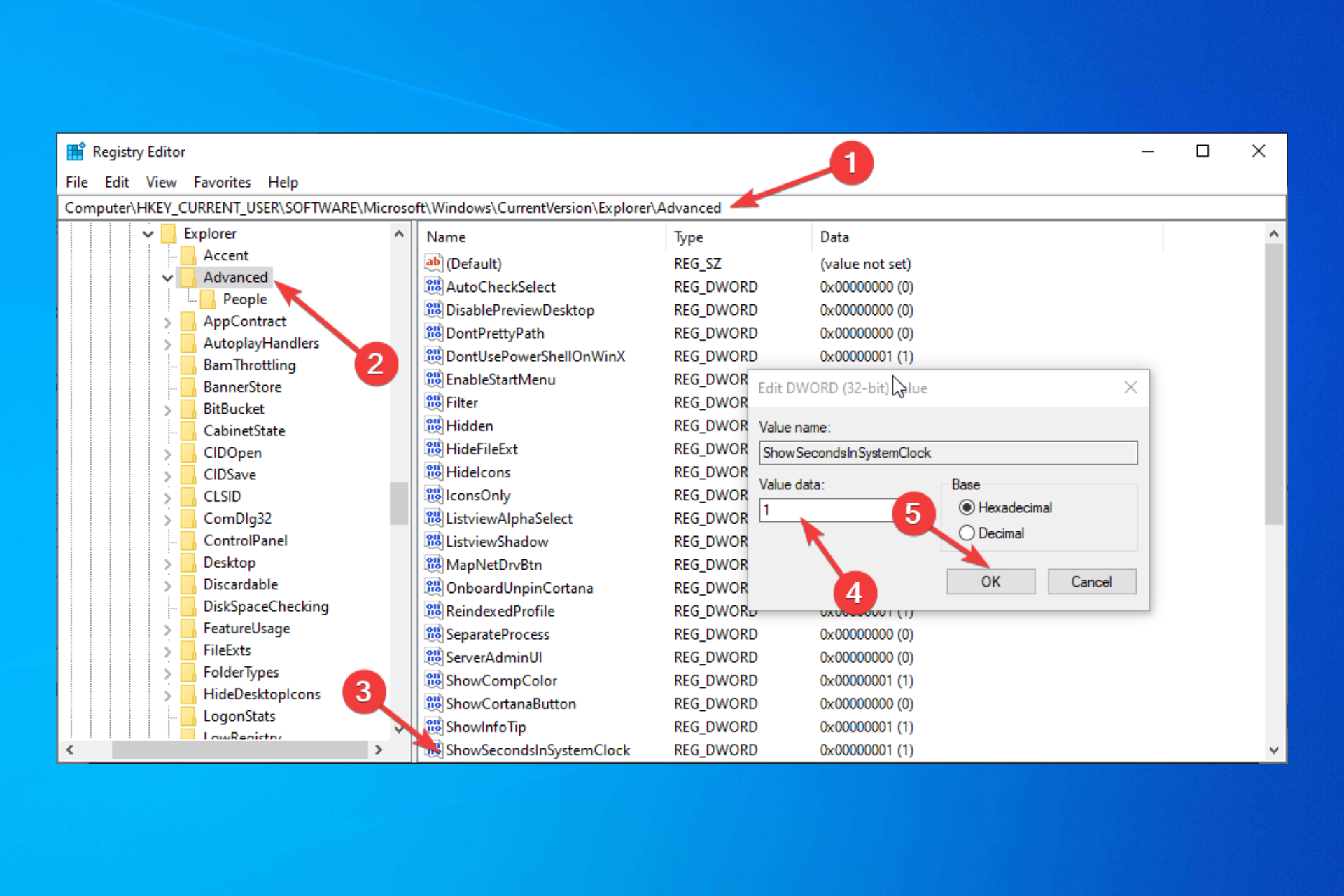 How to Show Seconds in System Clock on Windows 10