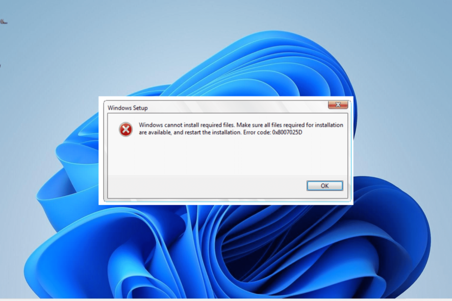 0x8007025d Error Fix: Windows Cannot Install Required Files