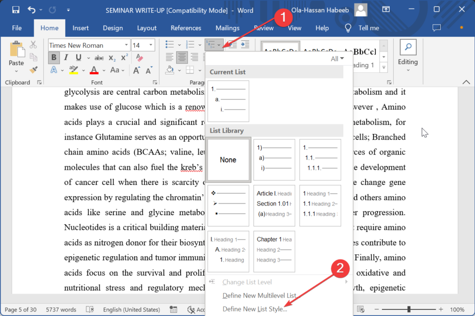 How to Fix Microsoft Word it it's not Continuing Numbering