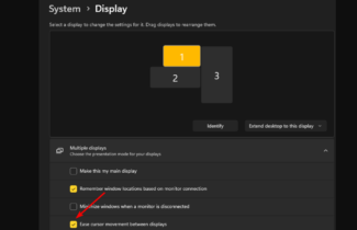 Turn On or Off Ease Cursor Movement Between Displays on Windows 11