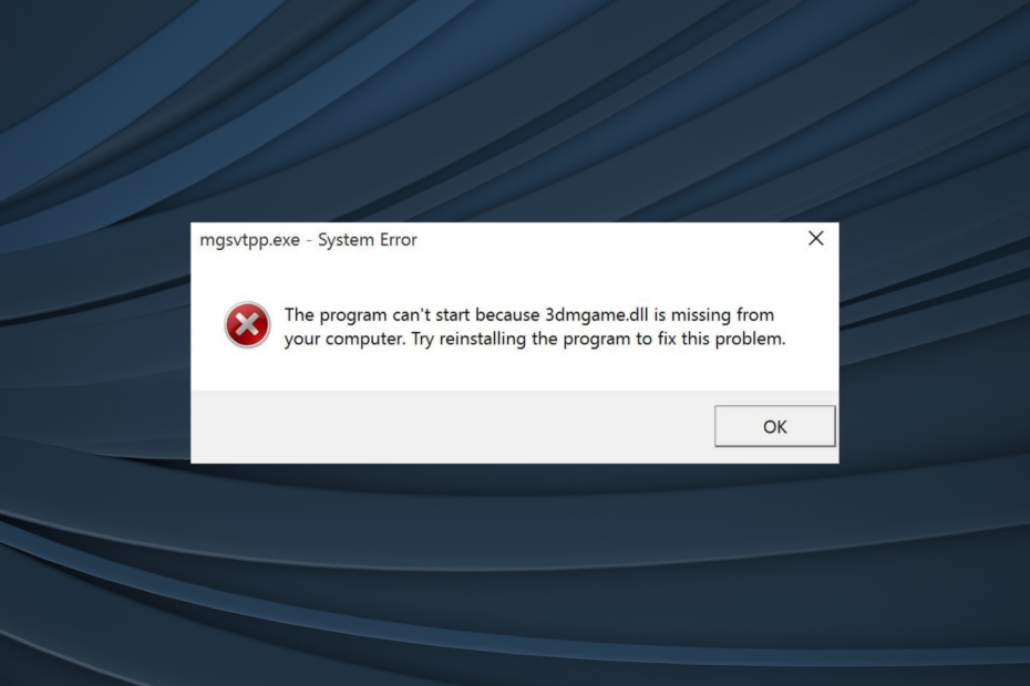 3dmgame.dll is Missing: How to Download or Restore it
