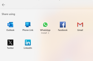 Finally, Windows Share includes X, WhatsApp & Facebook. Thanks, Microsoft.
