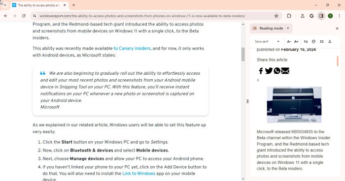 Picture Perfect! Chrome Reading mode now has Images: Will they help or ...