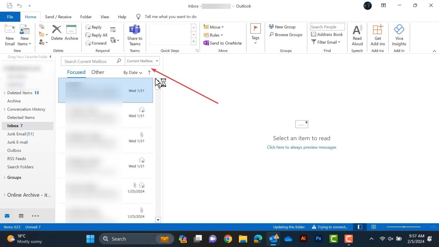 How to Remove the App Search Bar in Outlook on PC