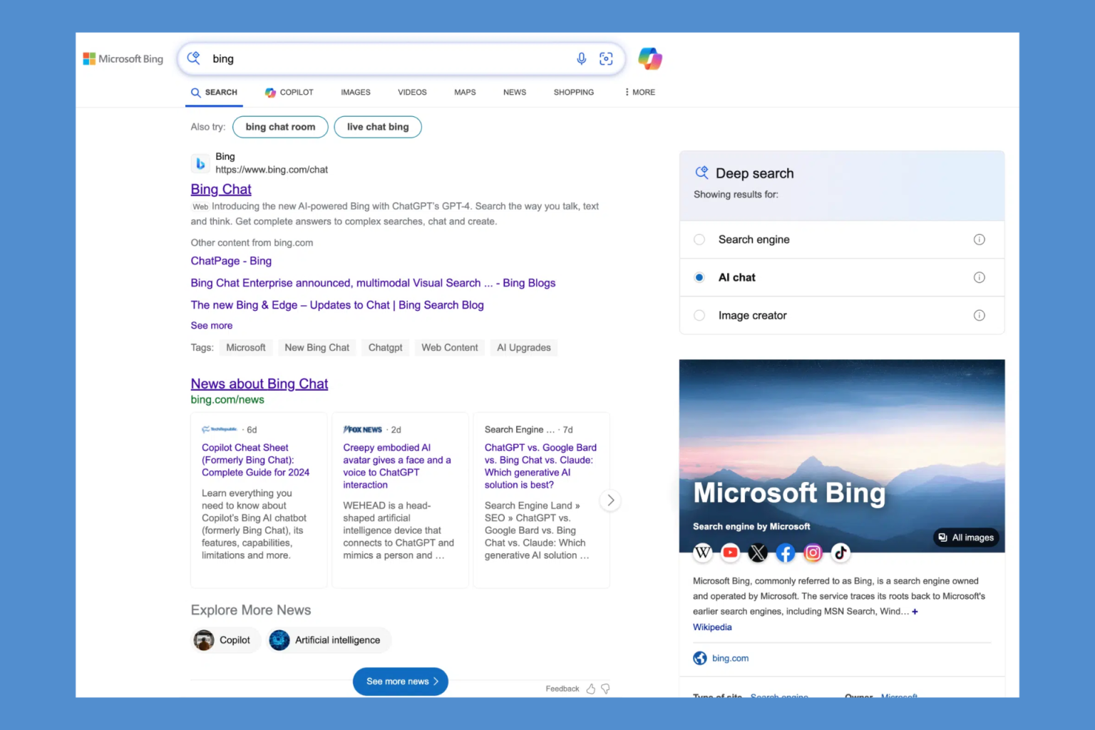 Bing's Deep Search is back, offering AI help for enhanced results