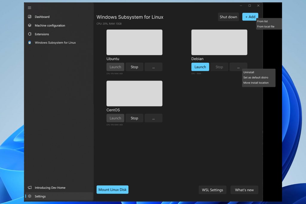 With upcoming GUI support, managing distros in WSL will be a breeze