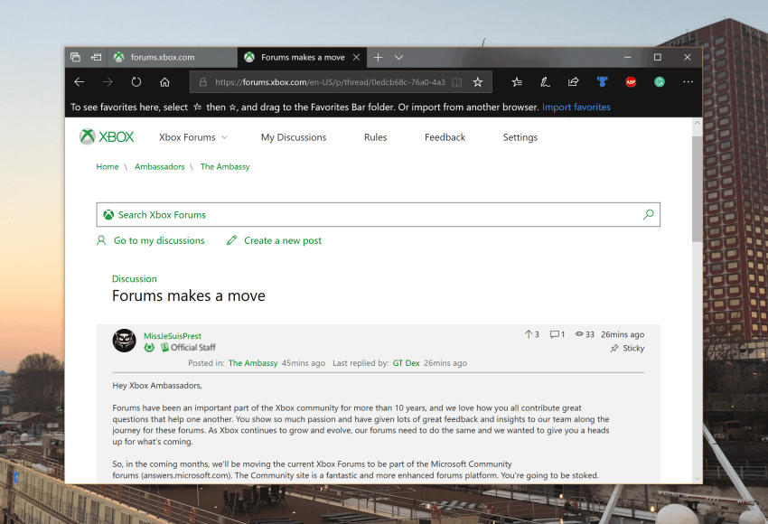 The Xbox Forums have now completely migrated to the Microsoft Community ...