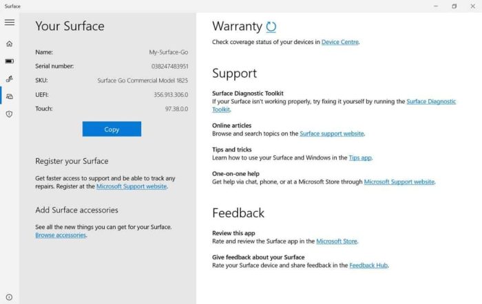 Windows 10 Surface app now tells users when their warranty ends