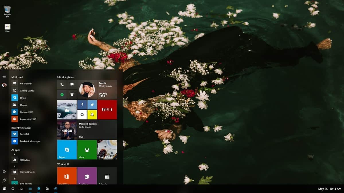 Windows 10 “Project NEON” image leaks showing transparent start menu