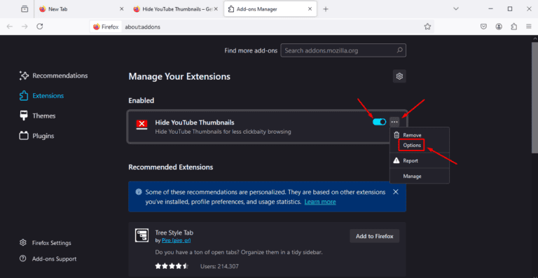 Hide YouTube Thumbnails on Firefox - How To Use the Extension