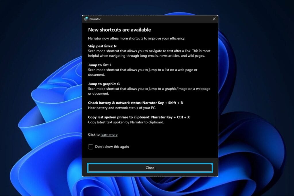 Windows 11's Narrator has a bunch of new shortcuts