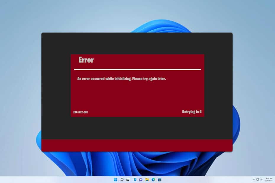 ESP-INIT-001 Error in Fortnite: 4 Ways to Fix it
