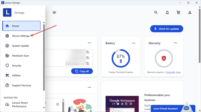 How to Add the Lenovo Vantage Battery Widget to My Laptop