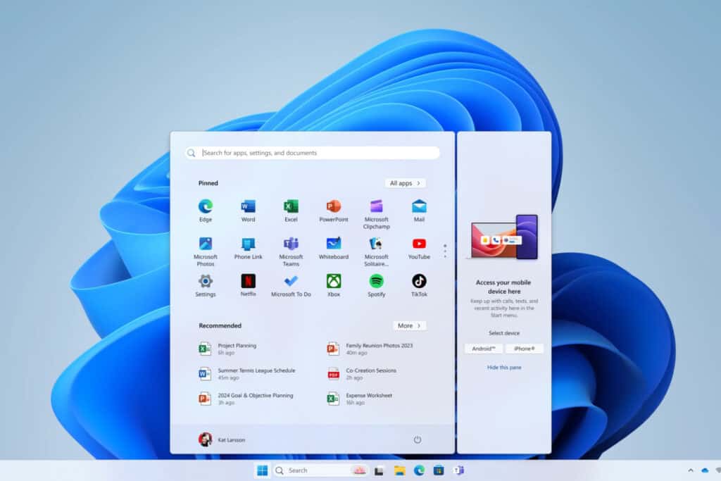 Microsoft added iPhone pairing right from the Windows 11 Start menu