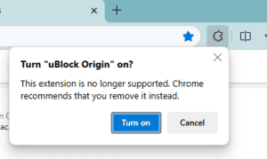 Microsoft Edge disables UBlock Origin other Manifest V2 Extensions