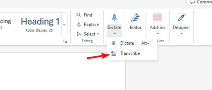 Transcribe Feature in Microsoft Word: How to Use it