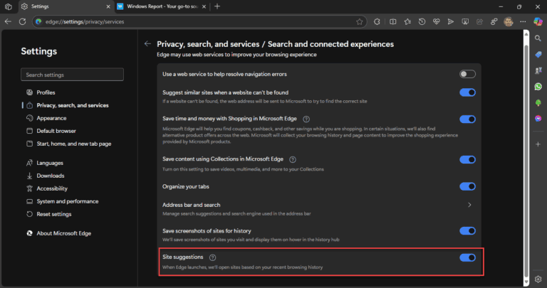Microsoft Edge wants to open websites based on your browsing history at ...