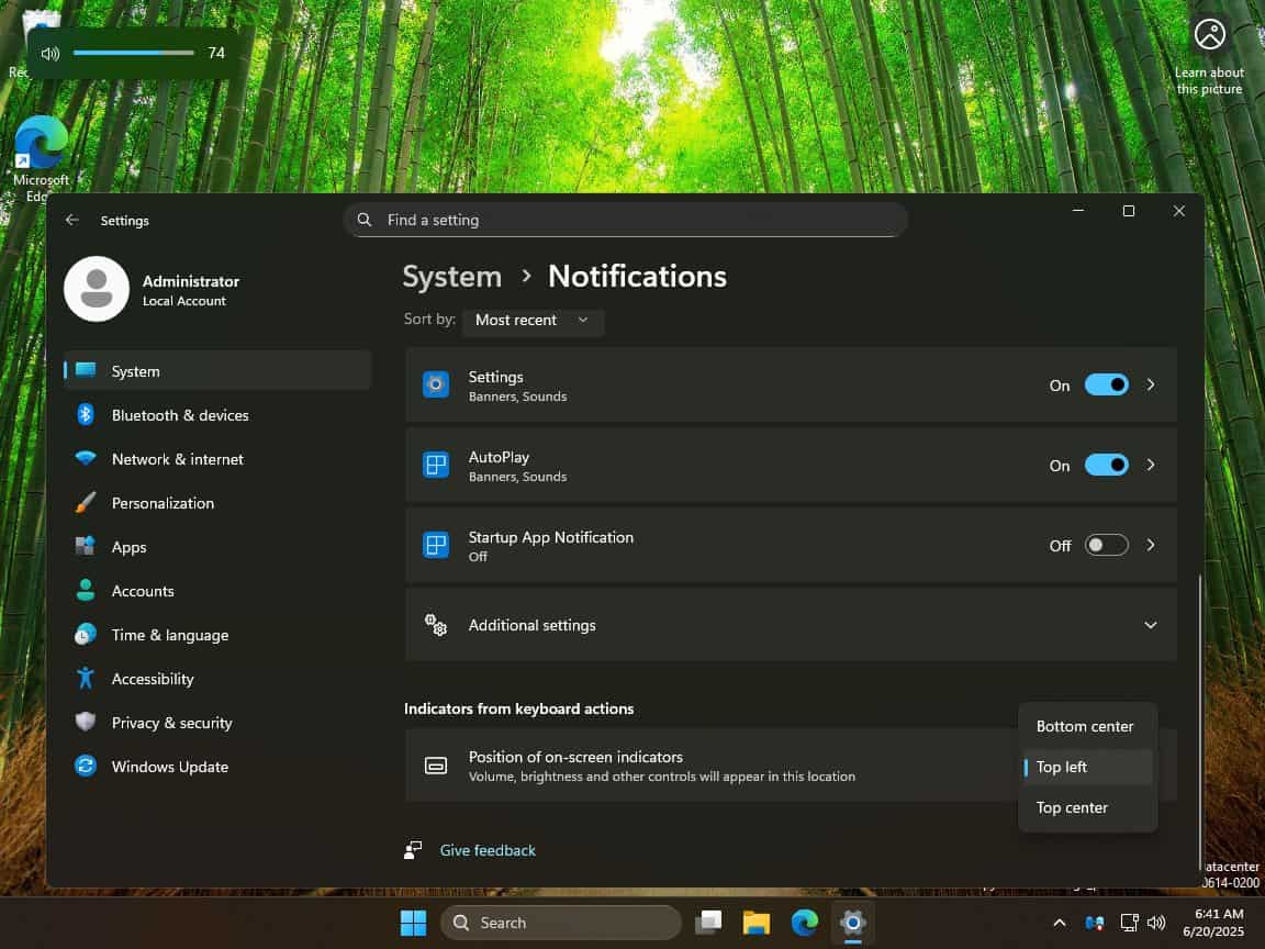 You could soon customize on-screen indicators' position in Windows 11