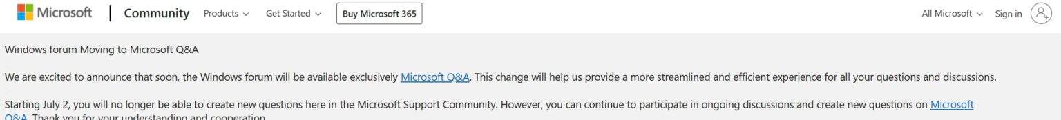Microsoft Support Community to Move to Microsoft Q&A