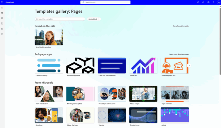 SharePoint Gets New Template Gallery for Pages and News