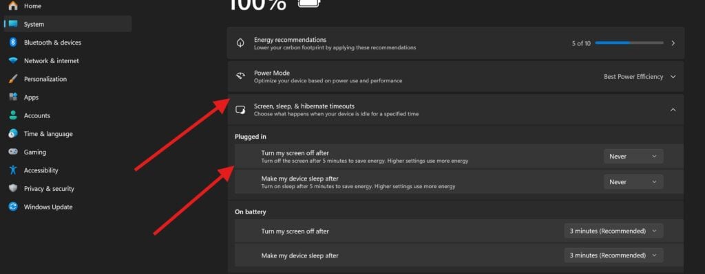 How to Change Power and Sleep Settings in Windows 11