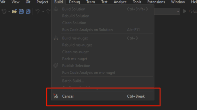 Visual Studio: Stop a Build Safely in Seconds