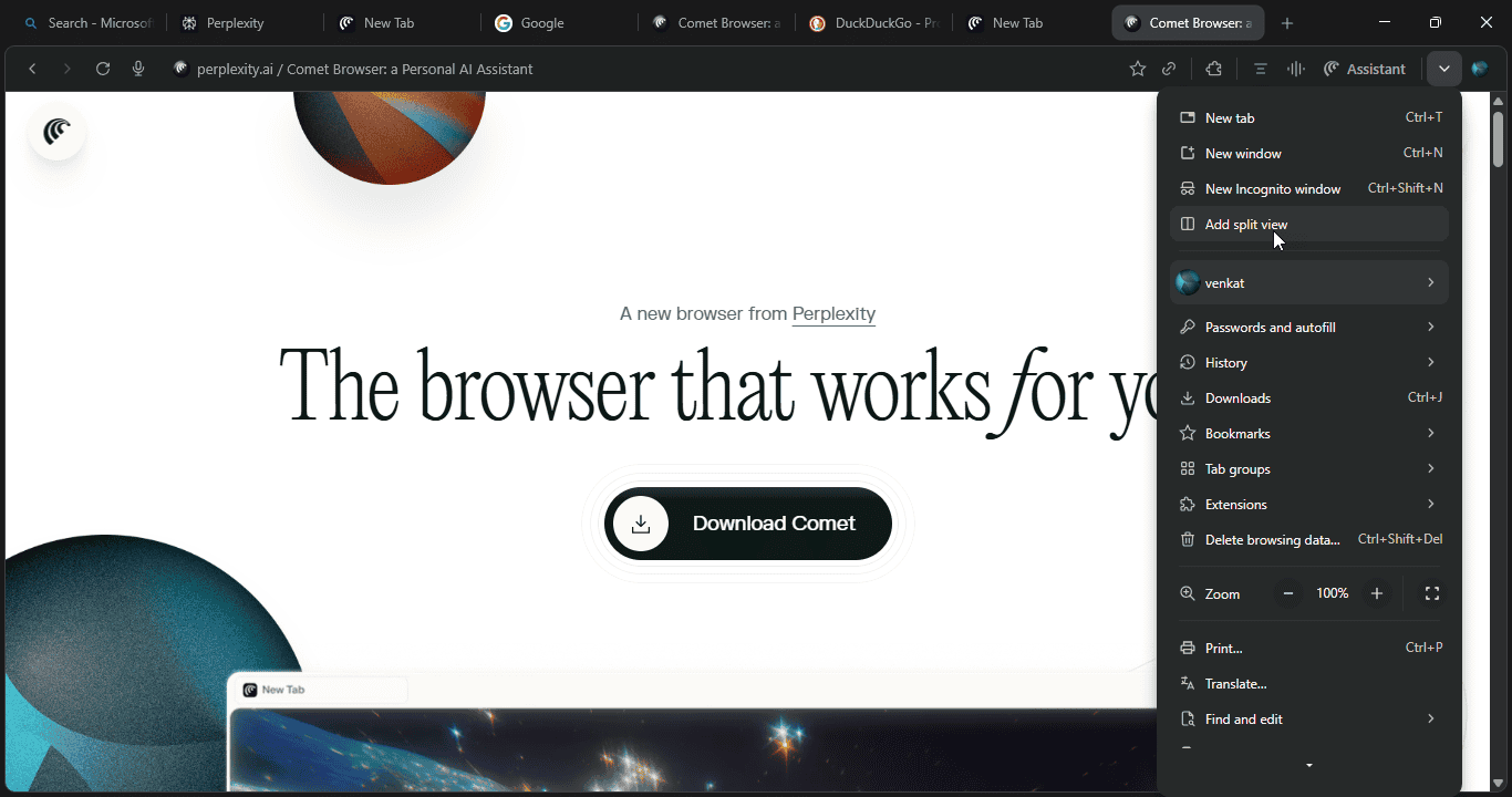Perplexity Comet Browser Adds Chrome Split View Feature for Productivity Not AI