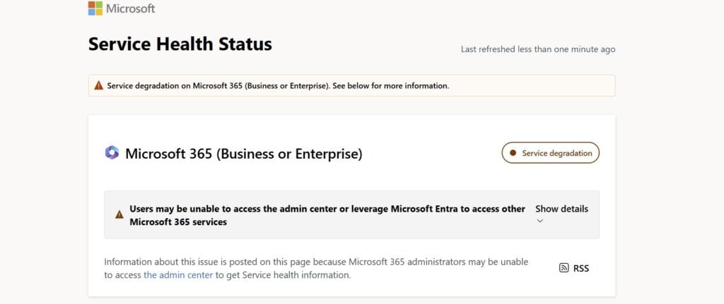 Microsoft 365 admins report access issues — Admin Center and Entra sign ...