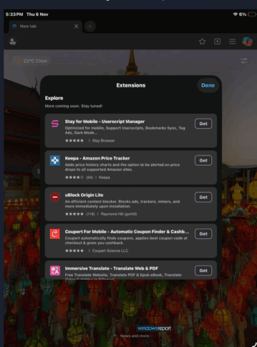 Microsoft Edge iPad release adds uBlock Origin Lite and more extensions