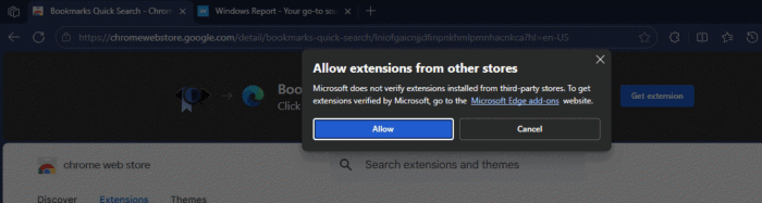 Microsoft Edge Canary removes the “Allow extensions from other stores ...
