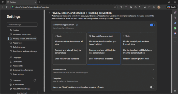 Microsoft Edge is unifying tracking prevention for normal and InPrivate ...