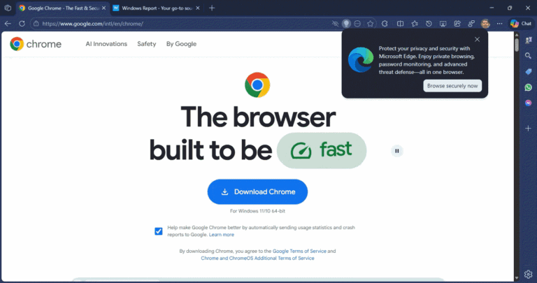 Microsoft Edge Turns Chrome’s Download Page Into a Security Pitch