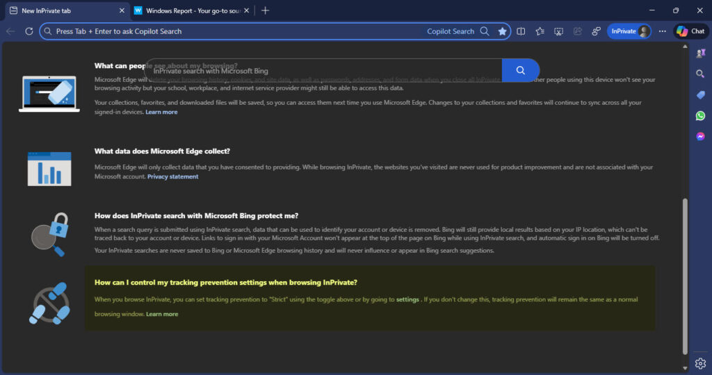 Microsoft Edge updates the InPrivate disclaimer to clarify tracking ...