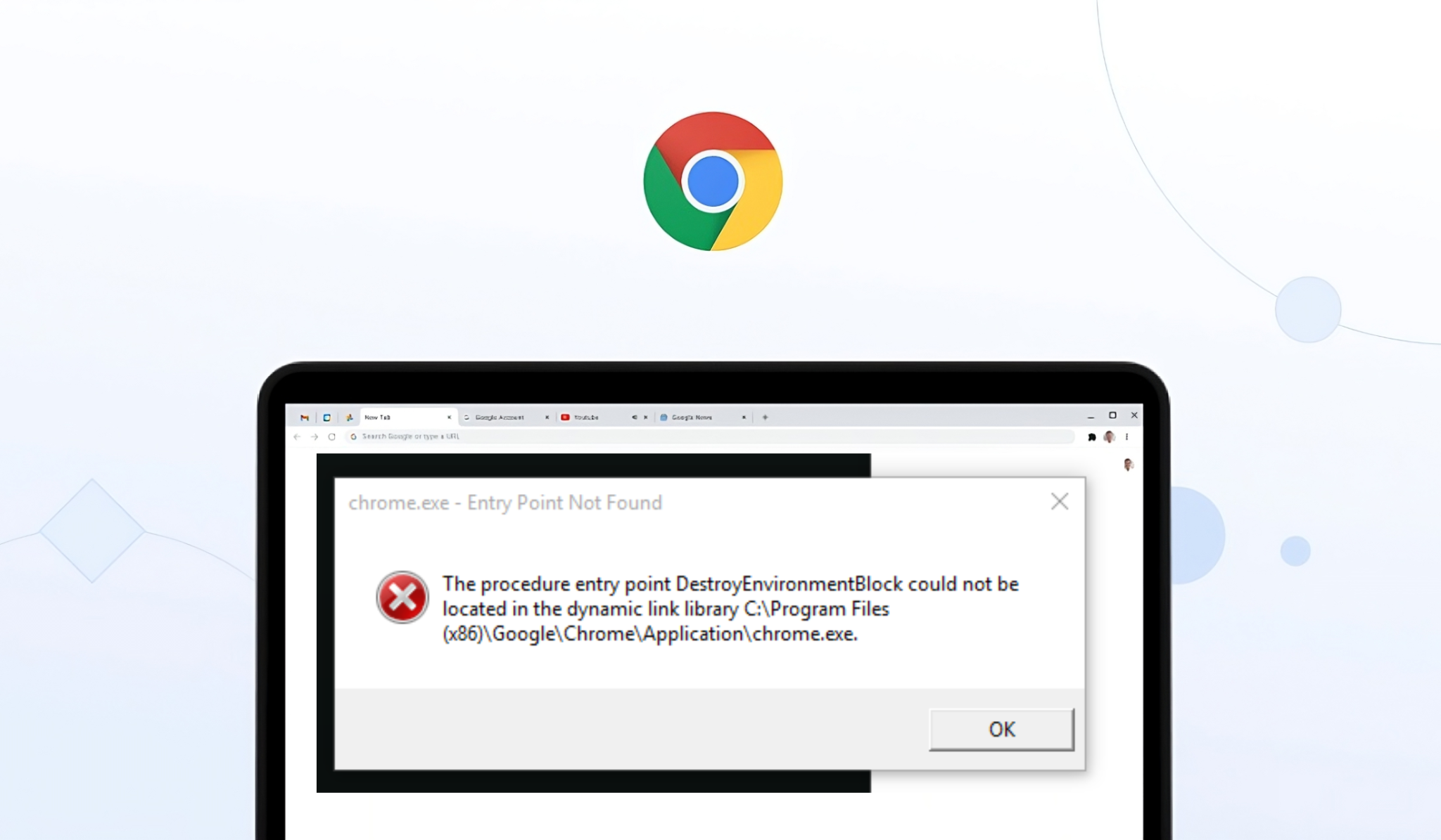 Não foi possível localizar o ponto de entrada Chrome.exe: correção ...