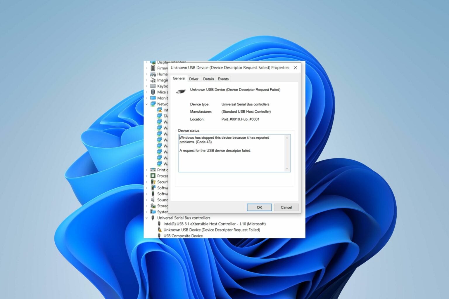 Error de Solicitud de Descriptor de Dispositivo USB: Arreglado