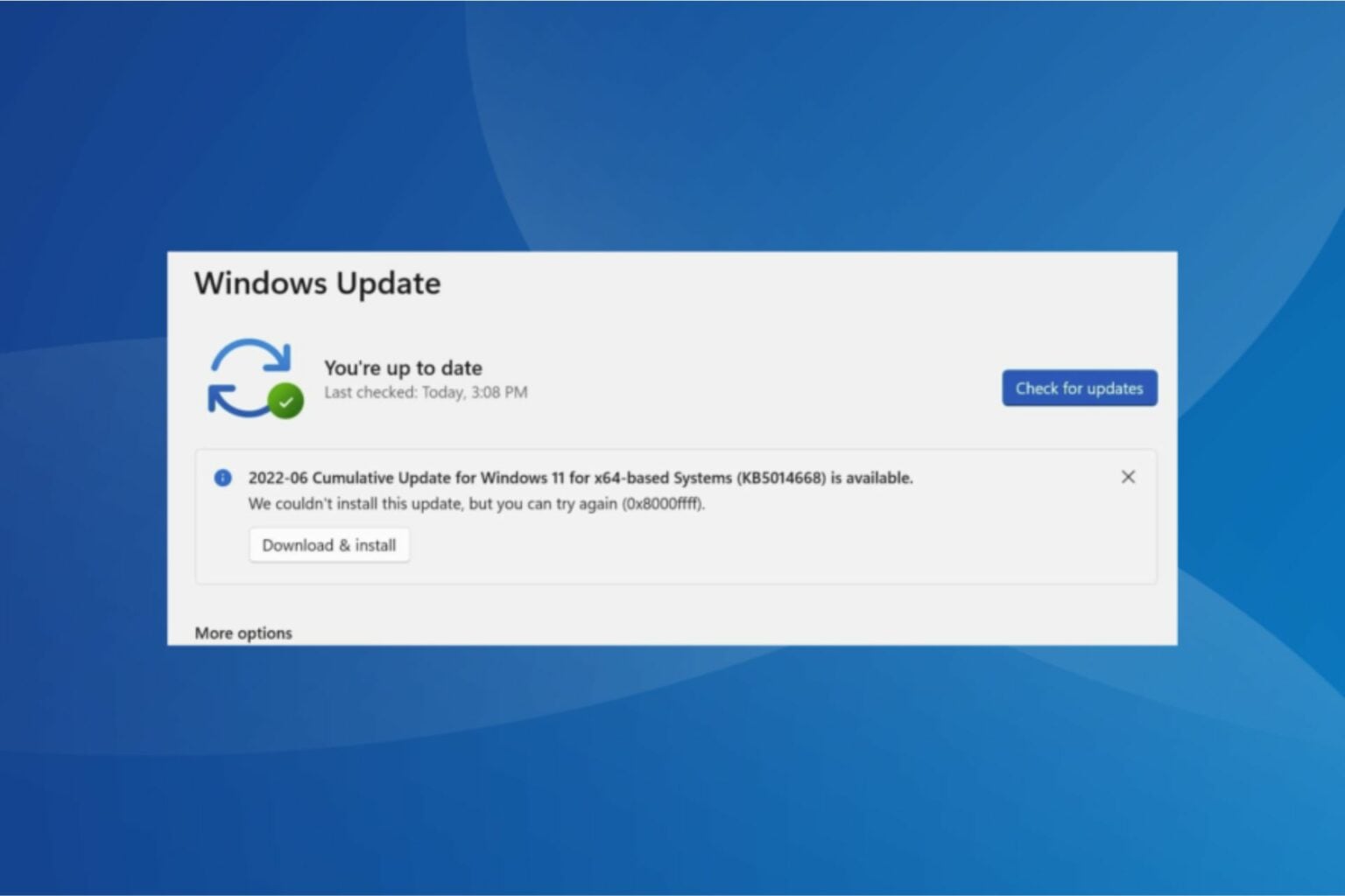 Risolvere l'errore di aggiornamento 0x8000ffff su Windows 11